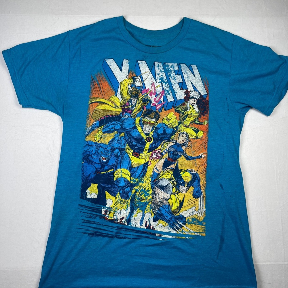 Marvel X-Men T-Shirt Comic Book Graphic Tee Blue Small - Gem